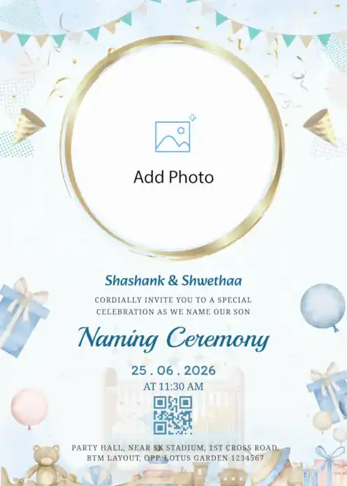 Free Online Naming Ceremony Invitation | Edit & Download
