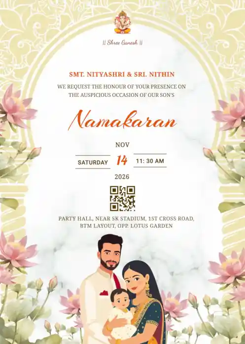 Free Online Naming Ceremony Invitation | Edit & Download