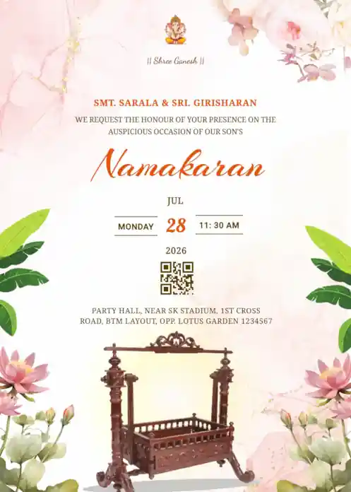 Free Online Naming Ceremony Invitation | Edit & Download