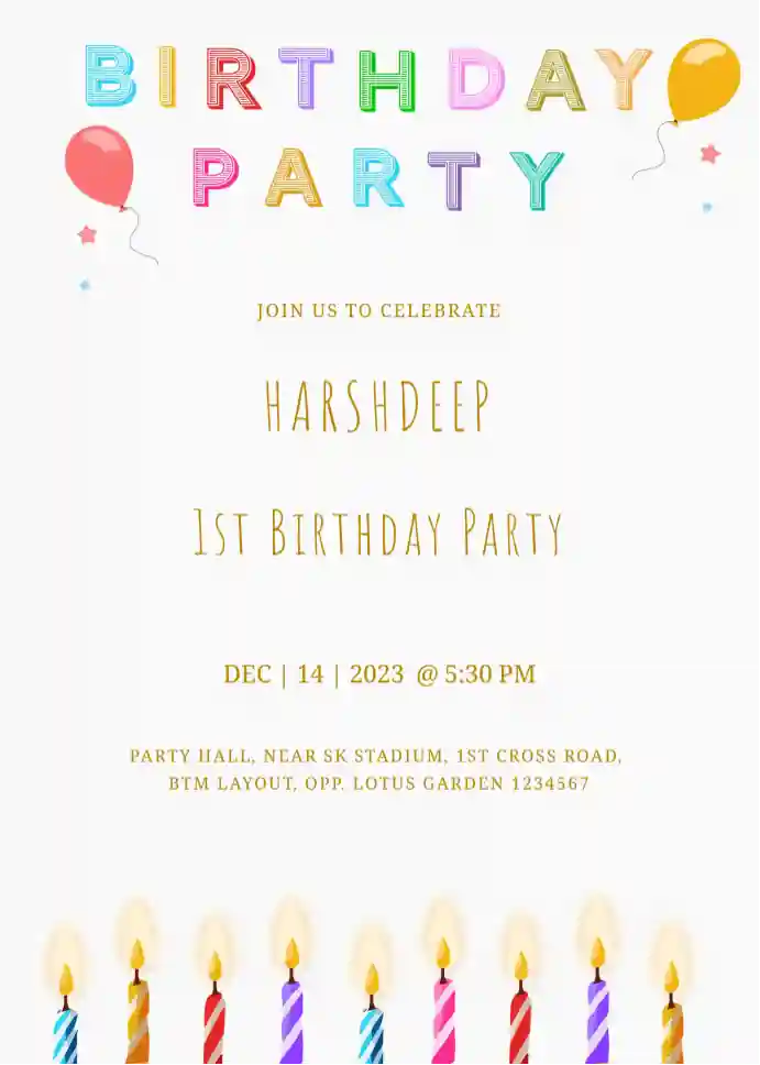 Create Free Birthday Invitation Card Online [No Watermark]