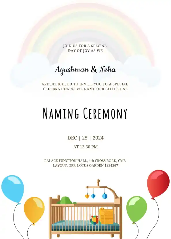 Create Free Naming Ceremony Invitation Online (No Watermark)